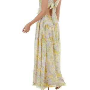 Dresses | Pastel Yellow Floral Open Back Maxi Dress | Poshmark